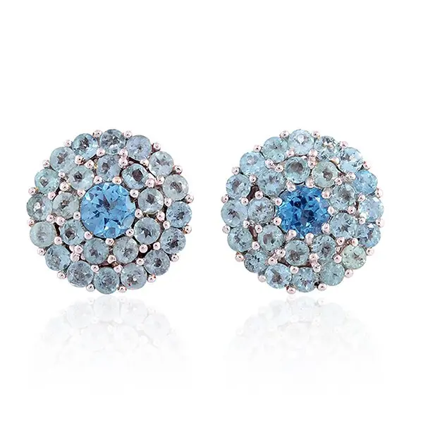ARTISAN Apatite Cluster Stud Earrings In 18k White Gold