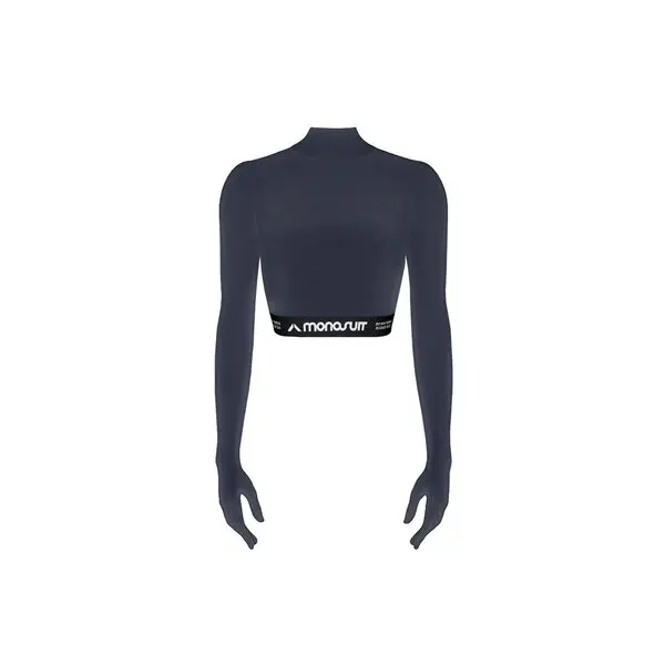 MONOSUIT Cropped Long Sleeve High Neck Top With Removable Gloves