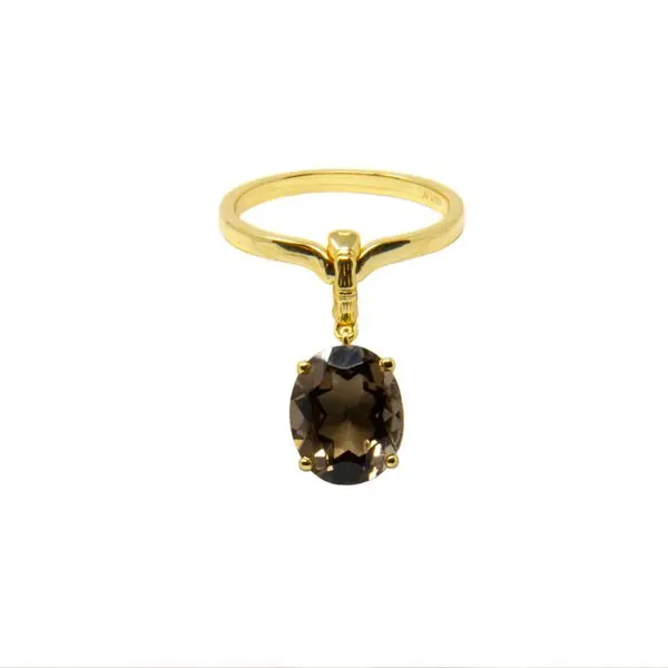 NASI SILVER Crystalis Dancer Ring With Smoky Quartz - Gold