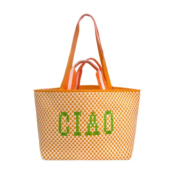 LILLY LOVES Embroidered Ciao Shopper Bag - Orange