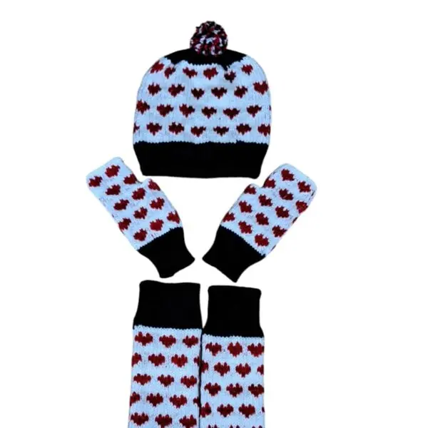 SPRINGMOONATELIER Handmade Knitted Wool Set - Black/red/white