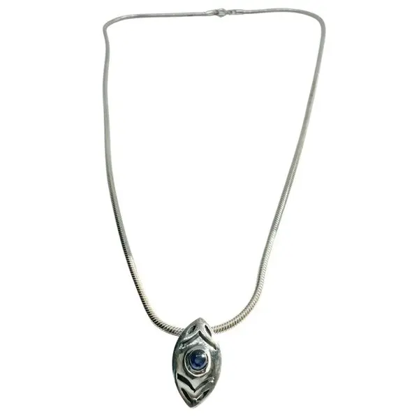 TG-JEWELLERY BY TAMARA GERVASIO Eclipse Eye Unique Necklace Sterling Silver & Sapphire - Silver/black/blue