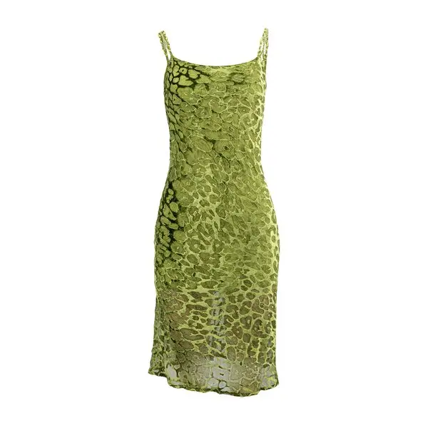 MAUI X LOLITA Aliana Silk Leopard Slip Dress - Green