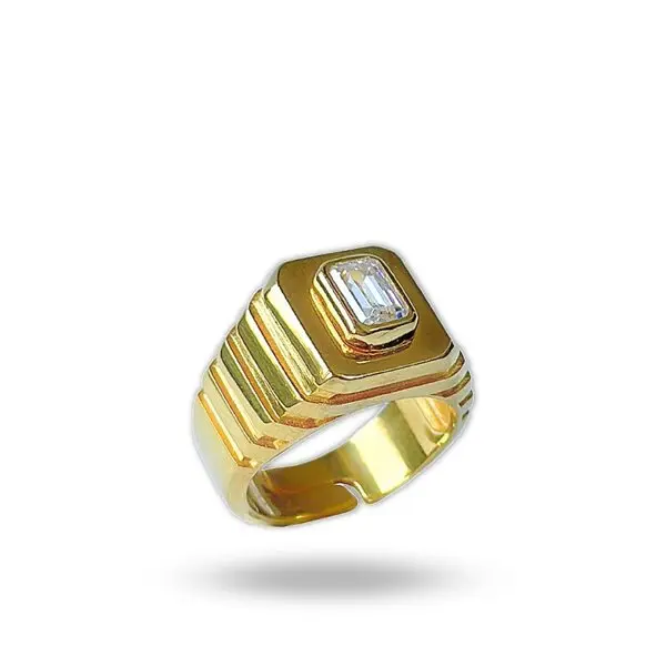 LINYA JEWELLERY Octagon Stone Signet Ring - White