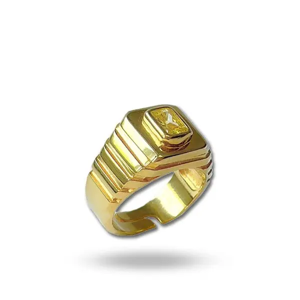 LINYA JEWELLERY Octagon Stone Signet Ring - Yellow