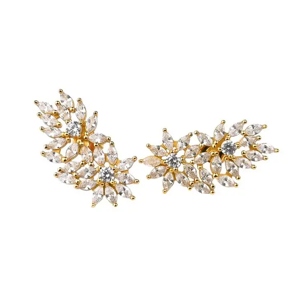 ZYNNIA COLLECTIVE Sterling Silver Flower Cluster Ear Climbers - Gold