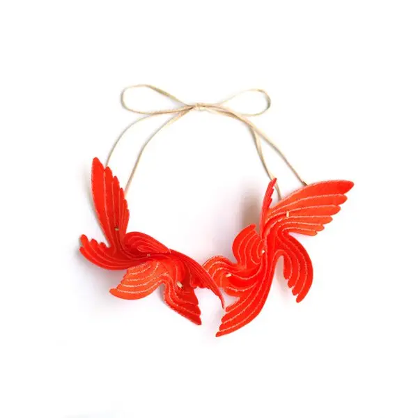 NANA WATANABE Joy Bird Wing Sculptural Necklace - Orange