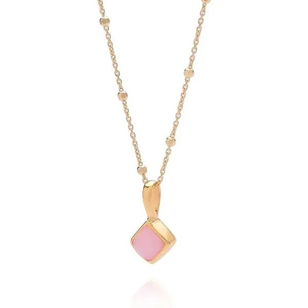 NELLOU JEWELLERY Diamond Opal Necklace - Pink