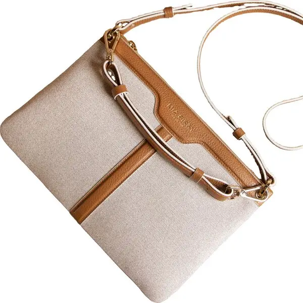 MIA FIRST - VENEZIA Petitemia Canvas & Leather Clutch - Black/yellow