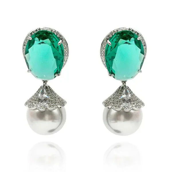 MICHAEL NASH JEWELRY Giorgia Oval Emerald Zirconia Drop Earrings - Green
