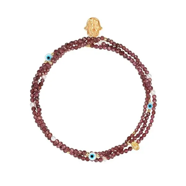 KARMA AND LUCK Garnet Birthstone Wrap Bracelet - Brown/red