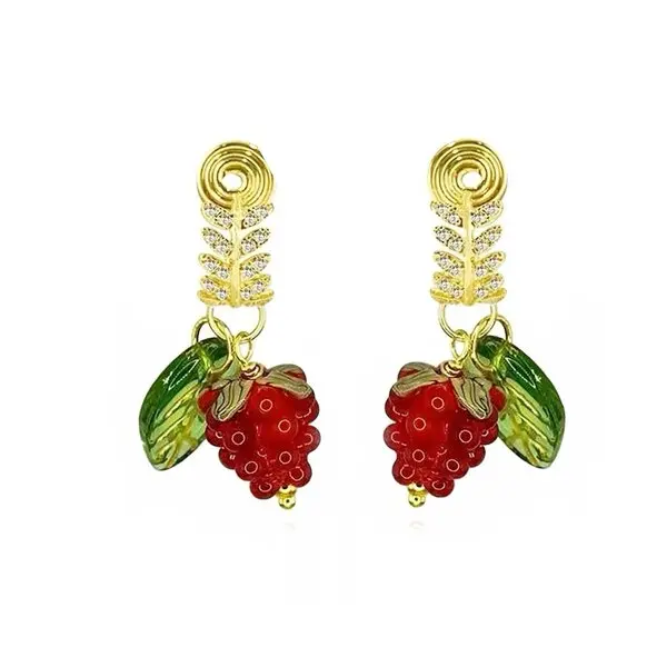 NINEMOO Eden's Berry Clip On Earrings - Red/gold