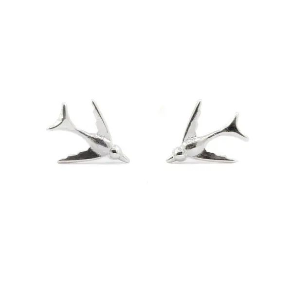 LEE RENEE Swallow Stud Earrings - Silver