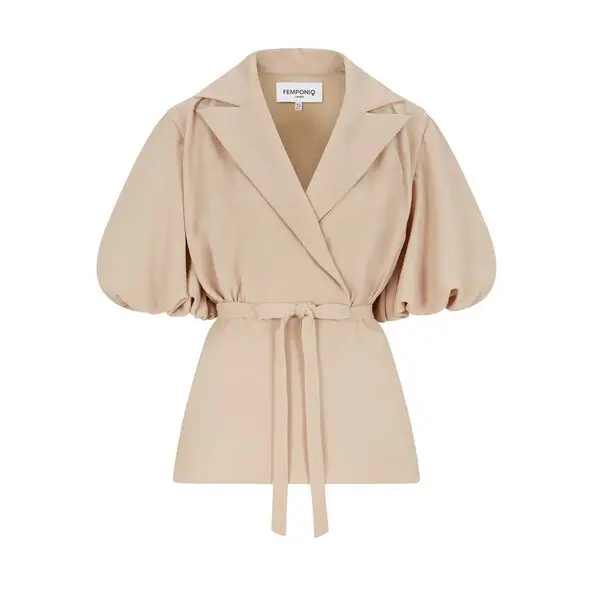FEMPONIQ Draped Puff Sleeve Blouse