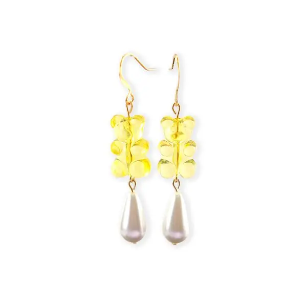 BY CHAVELLI Gummy Bear Pearl Drop Earrings - Yellow