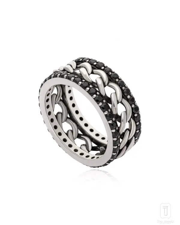 THE JEWELZ Nexus Curb Band Ring - Grey/silver/black