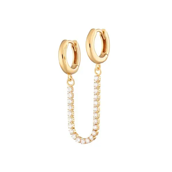 SCREAM PRETTY Tennis Chain Double Huggie Earring - Gold