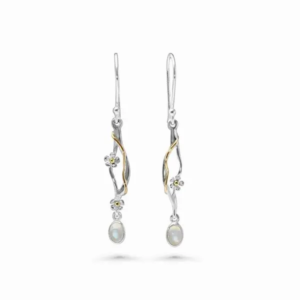 ISLA SILVER Flower & Rainbow Moonstone Drop Earrings - Silver