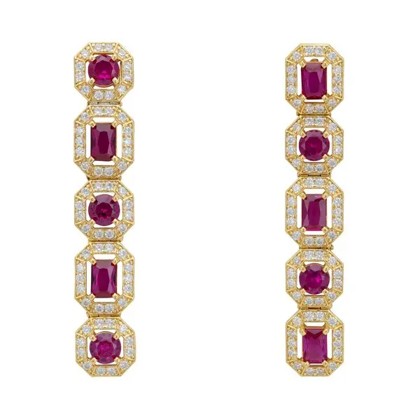 LATELITA Whistledown Ruby Gemstone Drop Earrings - Yellow/gold/red