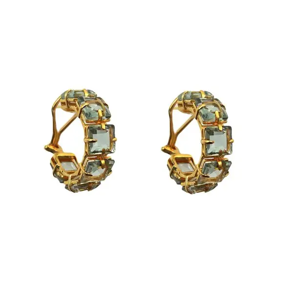 Bounkit Alanna Hoops Amethyst Clip On Earrings - Green