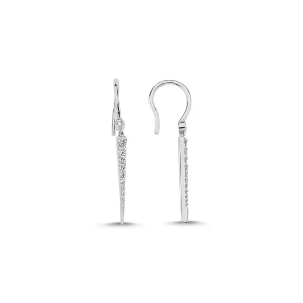 ECCE ARTISAN DIAMONDS 14k Solid Gold Diamond Rod Earrings - White