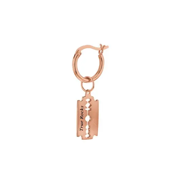 TRUE ROCKS 18kt -plated Mini Razor Blade Charm Hoop Earring - Rose Gold