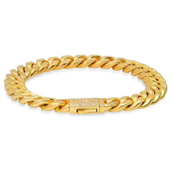 STEELTIME Stainless Steel 18k Plated Miami Cuban Bracelet - Gold