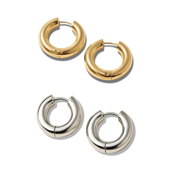 VICKY&NICO Gold Vermeil And Rhodium-plated Huggie Earrings Set - Gold/silver