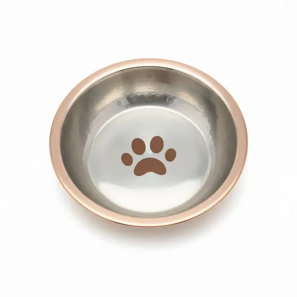 ANATOLIACRAFT Neutrals Handcrafted Solid Copper Paw Design Pet Bowl - Brown