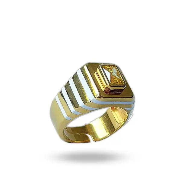 LINYA JEWELLERY Octagon Stone Signet Ring - Yellow