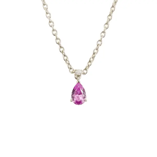 JUVETTI  Ori Sapphire And Diamond Pendant Necklace - Silver/white/pink