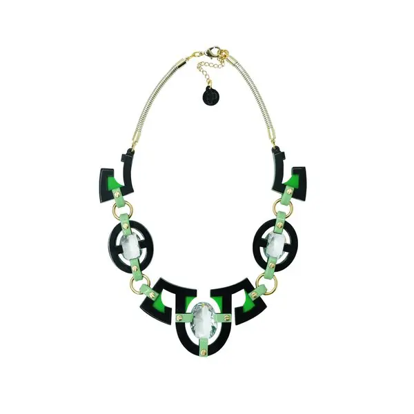 GISSA BICALHO Handmade Acrylic Plastron Necklace - Green