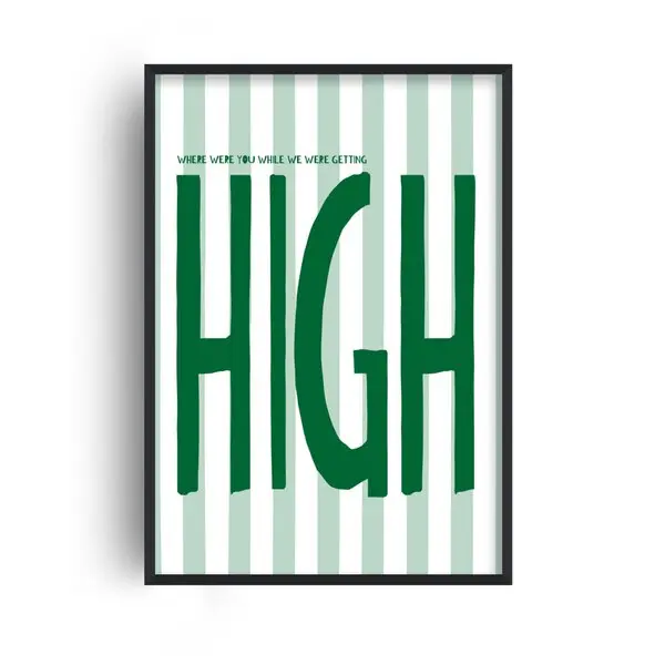 FANCLUB Getting High Oasis Retro Music Giclée Art Print A2 - Green