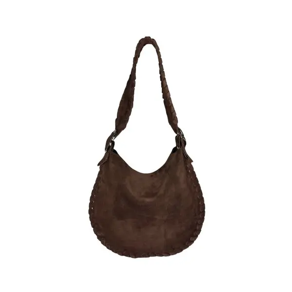 RUJ HERITAGE Suede Hobo Bag - Brown