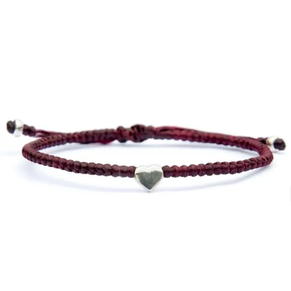 HARBOUR UK BRACELETS Sterling Silver Heart Beaded Bracelet - Gray/red