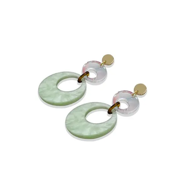 TOOLALLY Swinging Circle Drop Earrings - Green