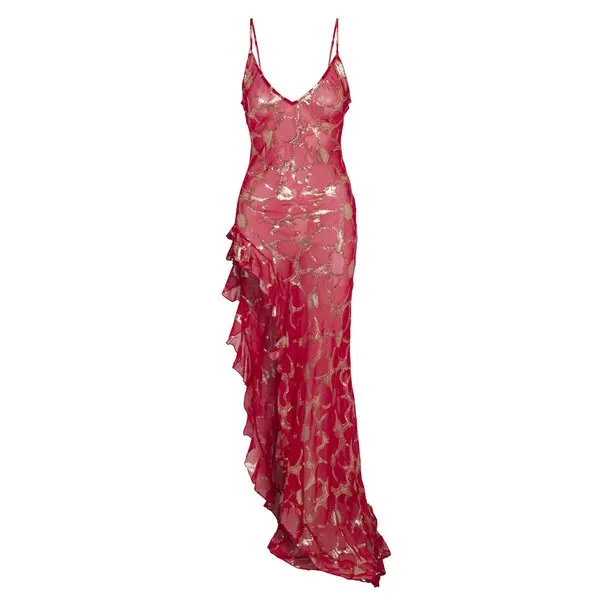 DELFI COLLECTIVE Lara Chiffon Dress - Red/gold