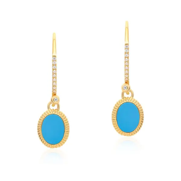 PREETI SANDHU Ara Collection" Turquoise Drop Earrings With Gold And Diamonds - Blue/gold
