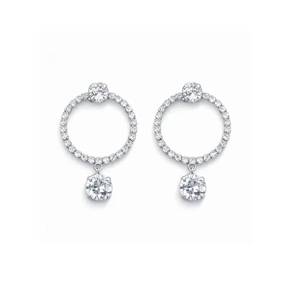 MAISON DE GALA Crystal Halo Drop Earrings - Silver