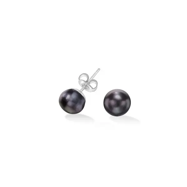 DOWER & HALL Six Millimetre Peacock Pearl Stud Earrings - Silver