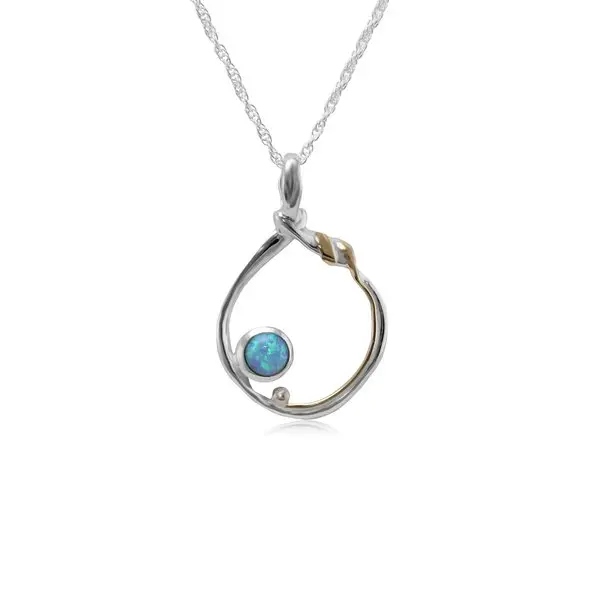 ISLA SILVER Blue Opal Circle Pendant Necklace - Blue/silver