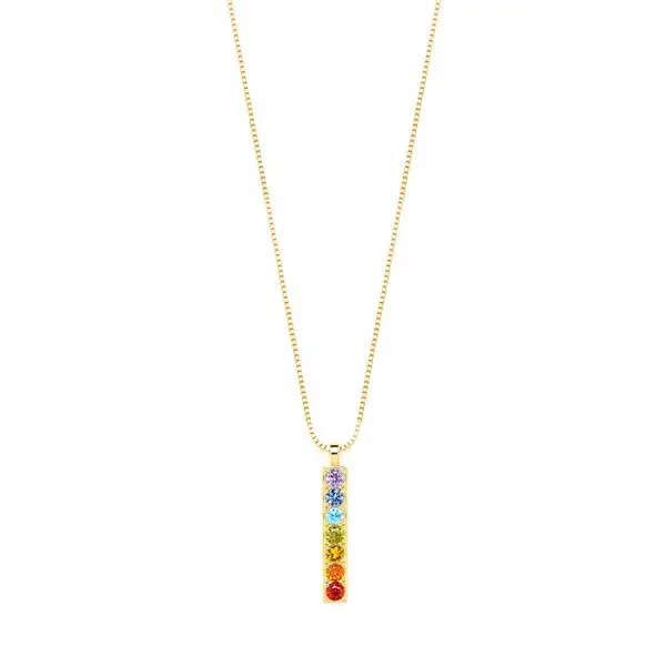 SEVEN SAINTS Chakra Align Bar Necklace Over Sterling Silver - Gold