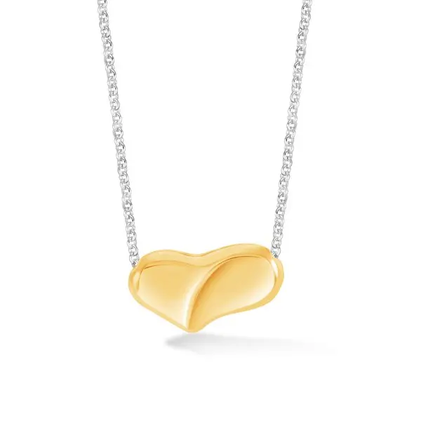 DOWER & HALL Two-tone Puff Heart Pendant Necklace - Gold/silver