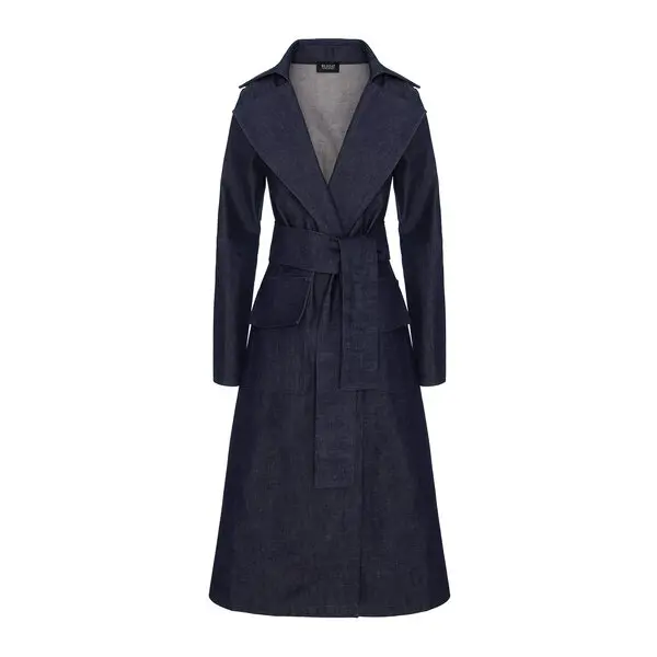 BLUZAT Long Denim Trench Coat