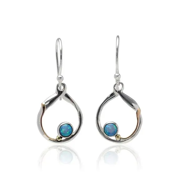 ISLA SILVER Circular Fire Opal Hook Earrings - Blue/silver