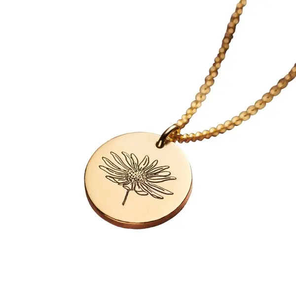 POSH TOTTY DESIGNS Engraved April Daisy Birth Flower Necklace - Gold