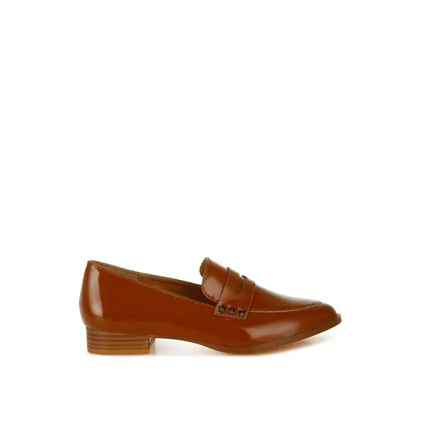 RAG & CO Patent Pleather Penny Loafers - Orange