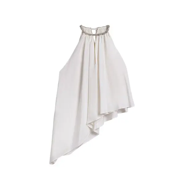 NOCTURNE Embellished Halter Blouse - White