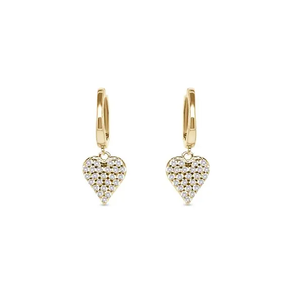 CLEMENCE WREN Sparkly Heart Charm Hoop Earrings - Gold
