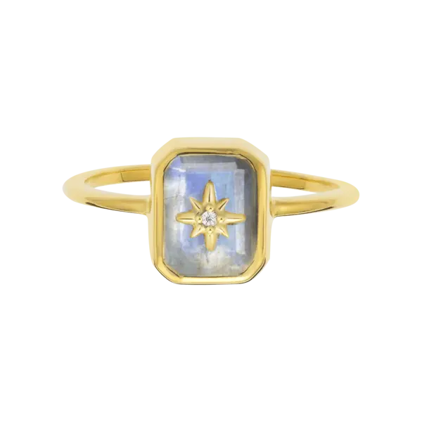 LA KAISER Rainbow Moonstone And Diamond Ring - Gold